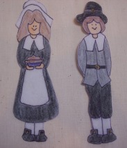 Crafts for kids; Pilgrim Bookmark coloring project