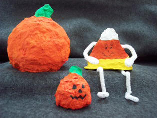Paper Mache' Pumpkin & Candy Corn craft project instructions